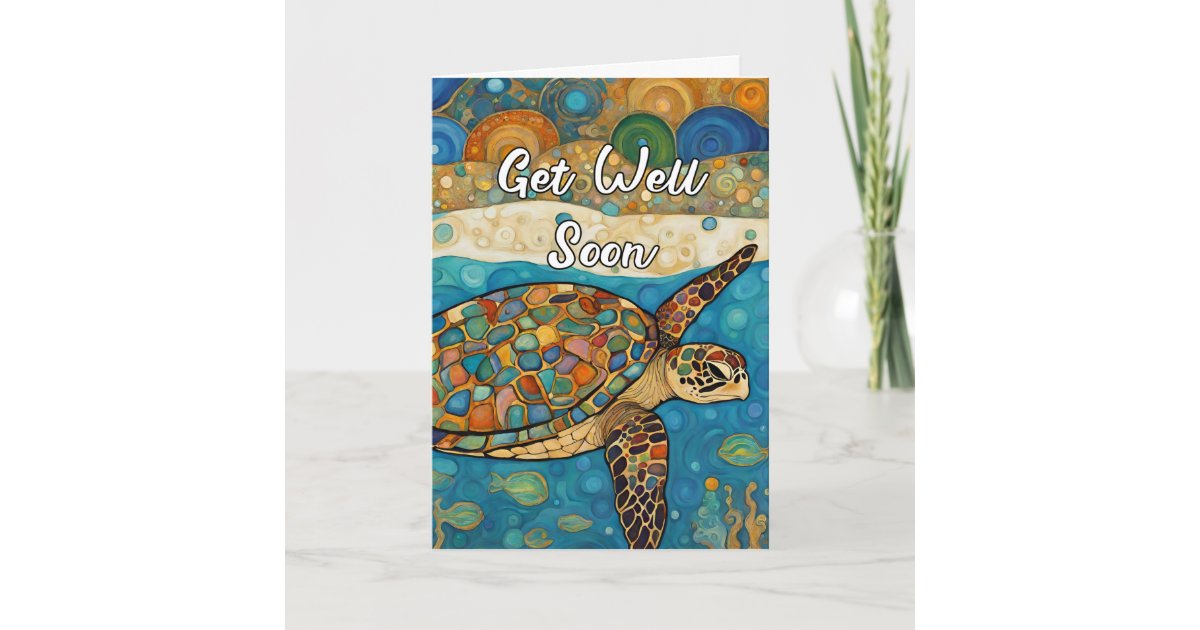 Custom Get Well Soon Bible Quote Sea Turtle Thank You Card | Zazzle