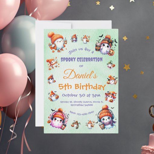 Custom Ghost Theme Kids Birthday Party Invitation | Zazzle