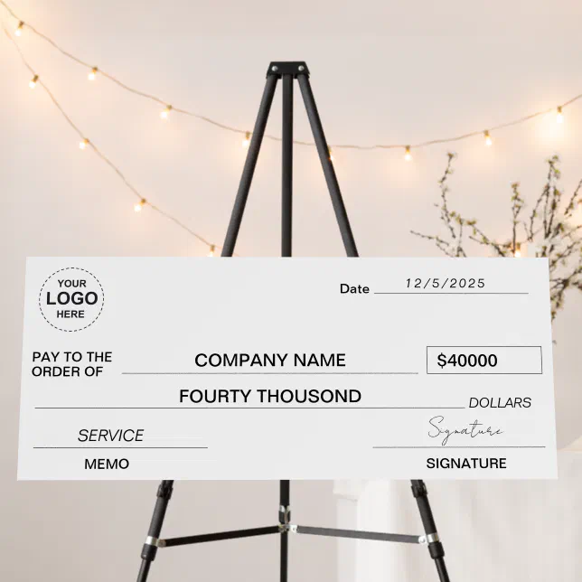 Custom Giant Check Board for Charity Events&Raffle | Zazzle