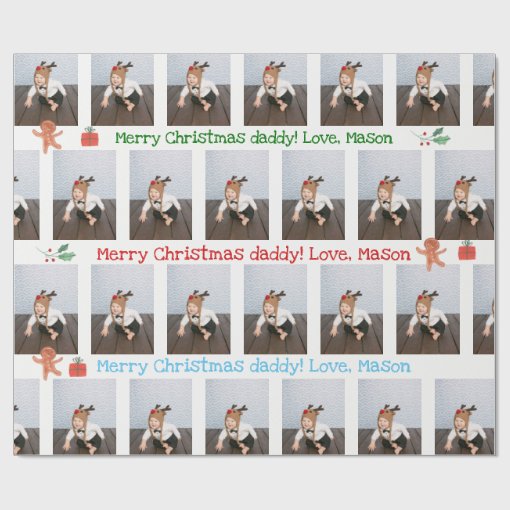 Custom gift wrapping paper with photo and text | Zazzle