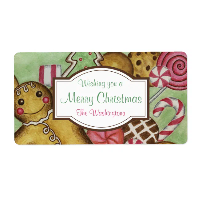 Custom Gingerbread Christmas Labels | Zazzle