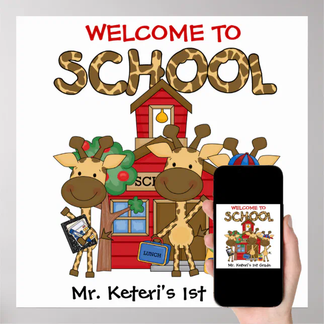 Custom Giraffe School Welcome Poster | Zazzle