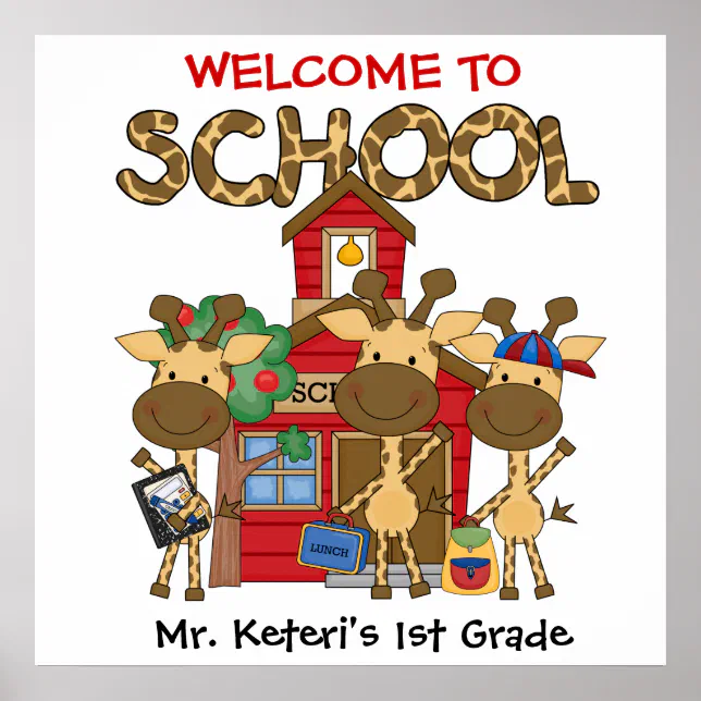 Custom Giraffe School Welcome Poster | Zazzle
