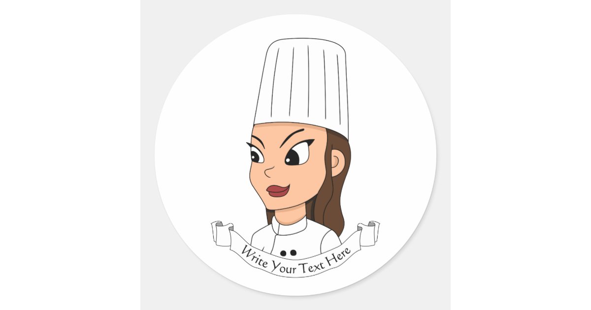 Custom girl chef classic round sticker | Zazzle