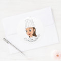 Custom girl chef classic round sticker | Zazzle