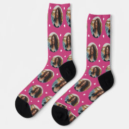 Custom Girlfriend Photo Pink Love Socks | Zazzle