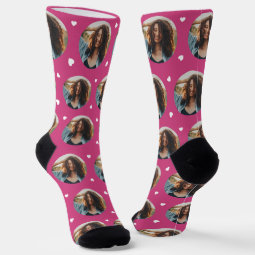 Custom Girlfriend Photo Pink Love Socks | Zazzle