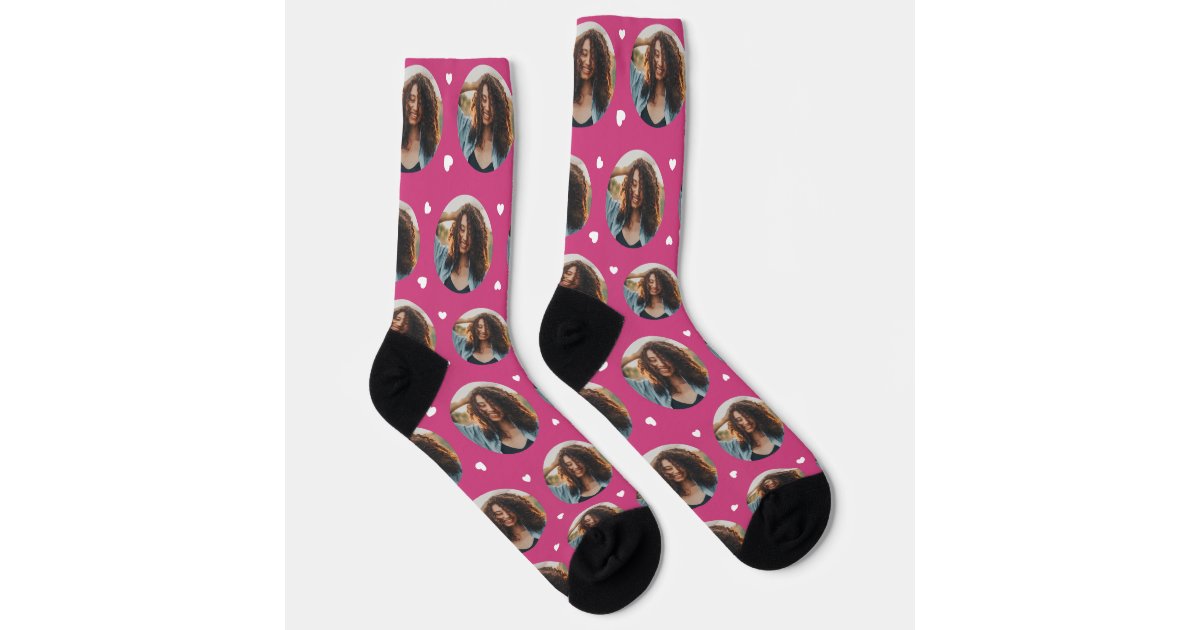 Custom Girlfriend Photo Pink Love Socks | Zazzle