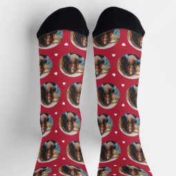 Custom Girlfriend Photo Red Love Socks | Zazzle