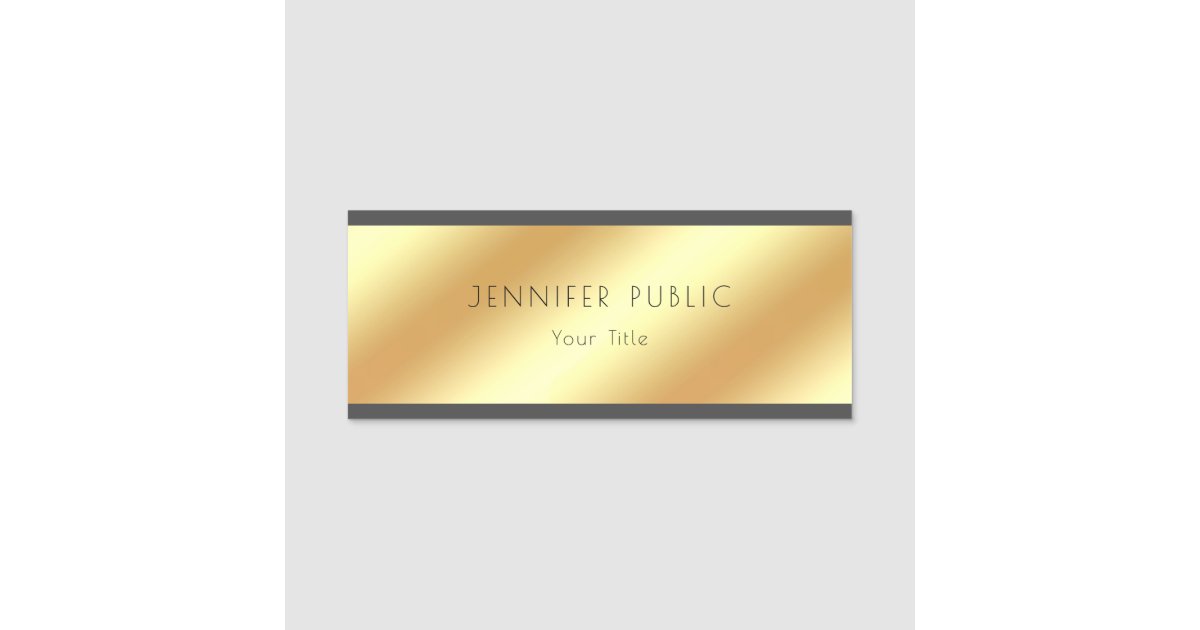 Custom Glamour Black And Gold Modern Template Name Tag | Zazzle