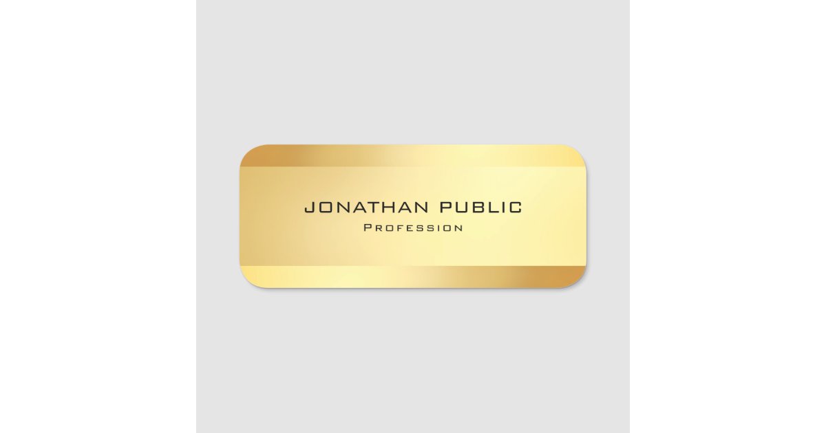 Custom Glamour Gold Modern Elegant Simple Template Name Tag | Zazzle