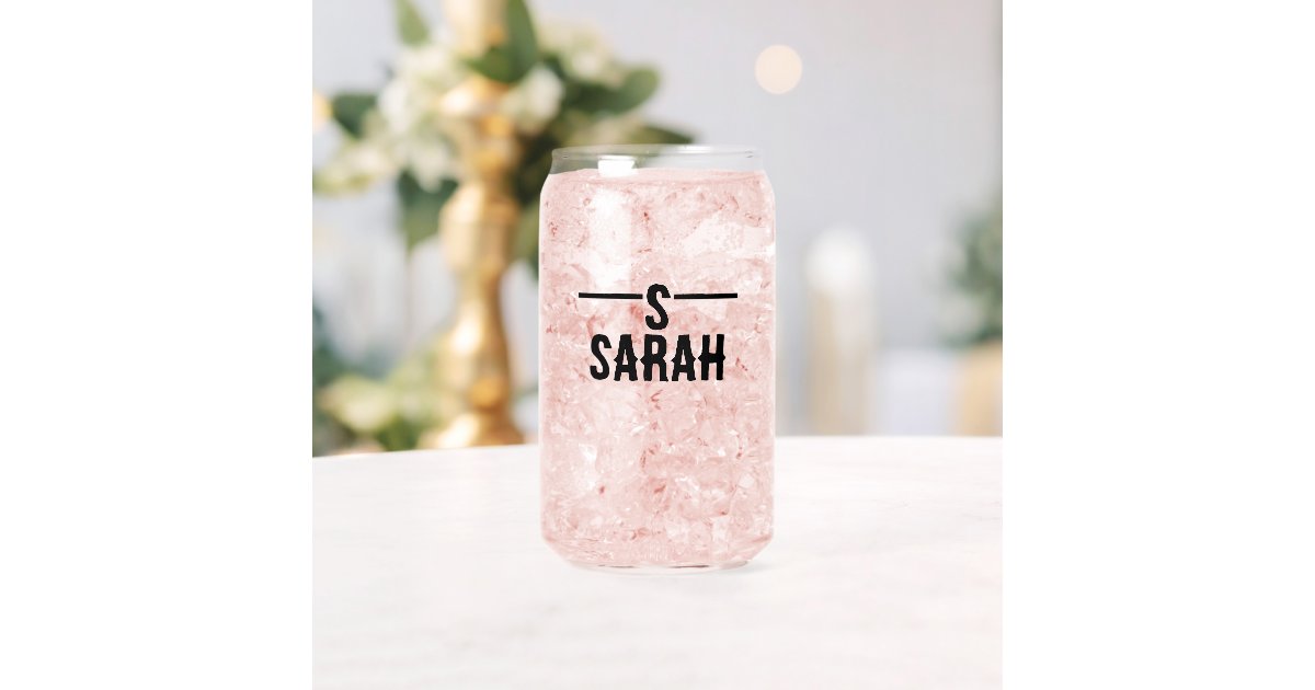 Custom Glassware Set with Monogram Initial & Name Can Glass | Zazzle
