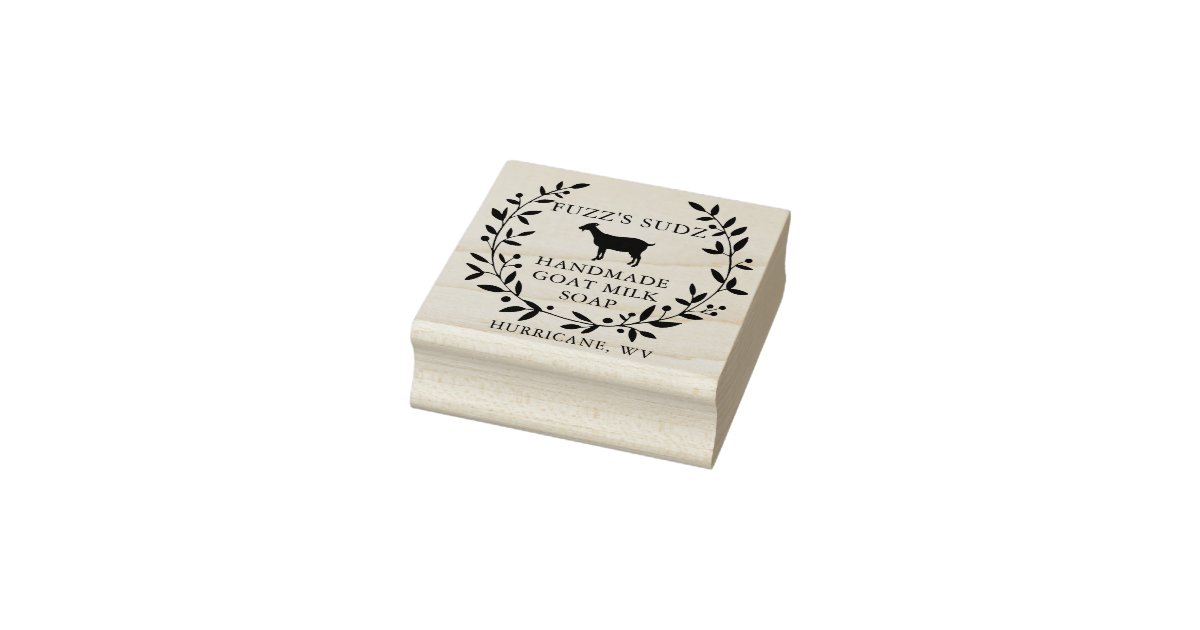 Custom Goat Milk Wreath Rubber Stamp | Zazzle
