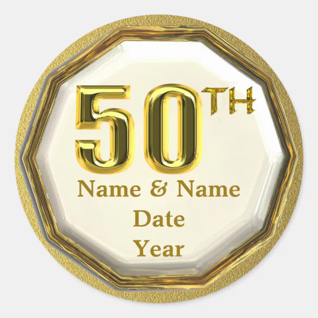 Custom Gold 50th Anniversary Or Birthday Stickers | Zazzle