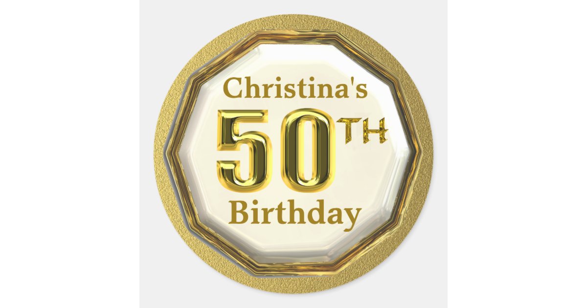 Custom Gold 50th Birthday Stickers | Zazzle