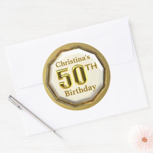 Custom Gold 50th Birthday Stickers | Zazzle
