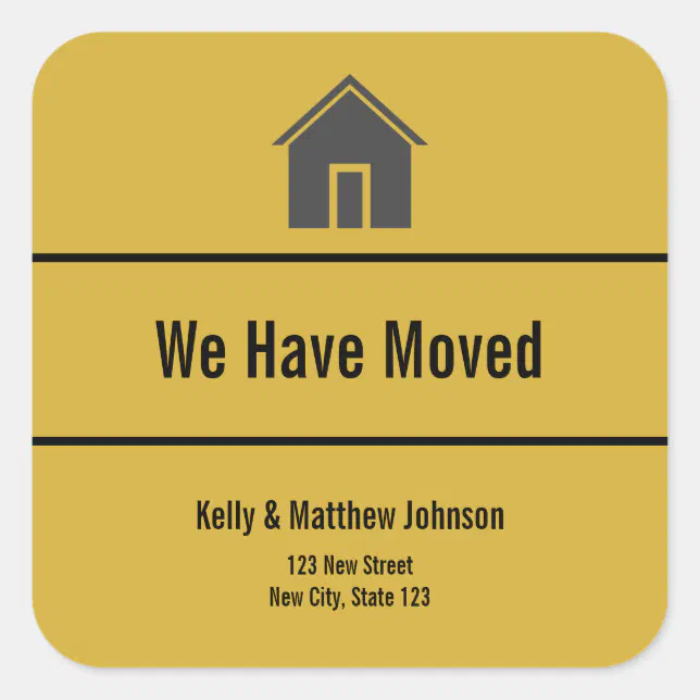 Custom Gold and Black Moving Announcement Sticker | Zazzle