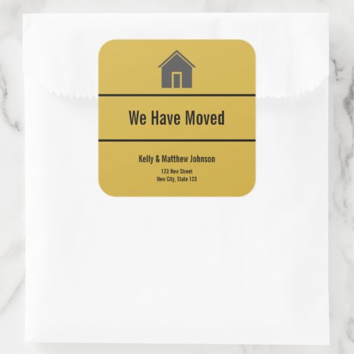 Custom Gold and Black Moving Announcement Sticker | Zazzle