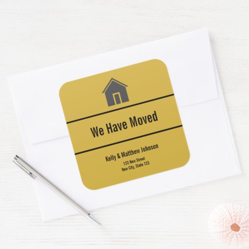 Custom Gold and Black Moving Announcement Sticker | Zazzle