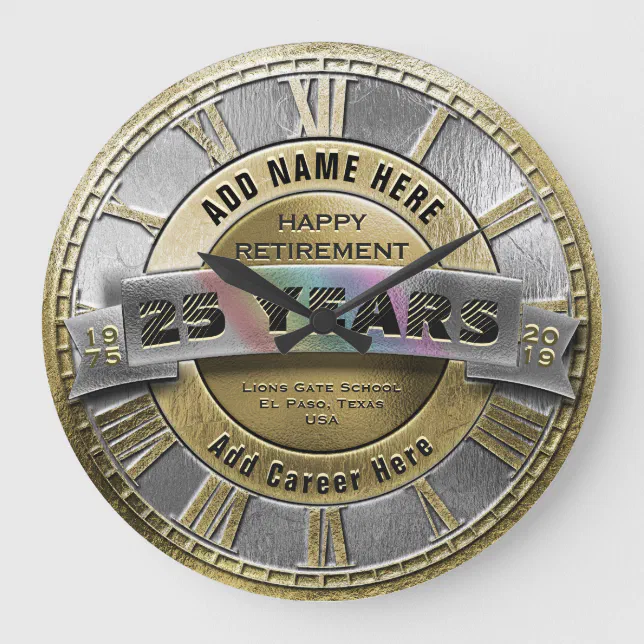 Custom Gold and Silver Retirement Award Large Clock | Zazzle