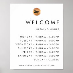 Custom Gold Business Company Logo Opening Hours Poster | Zazzle