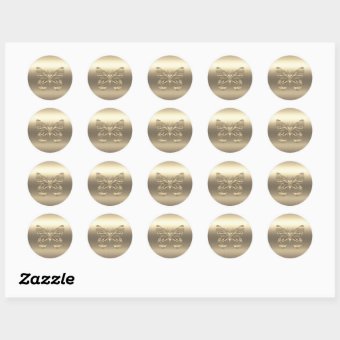 Custom Gold Butterfly Animals Classic Round Sticker | Zazzle