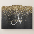 Custom Gold Glitter Black Sparkle Monogram File Folder | Zazzle