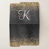 Custom Gold Glitter Black Sparkle Monogram File Folder | Zazzle