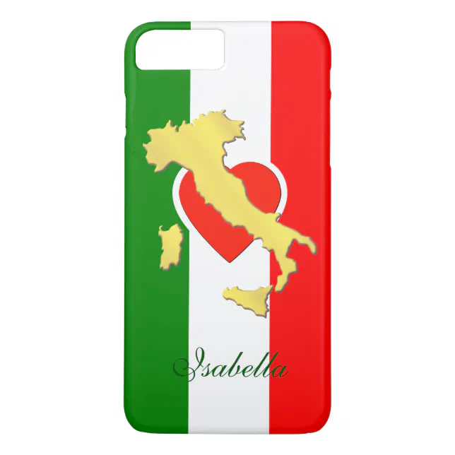 Custom Gold Italy Map Italian Flag Phone Case | Zazzle