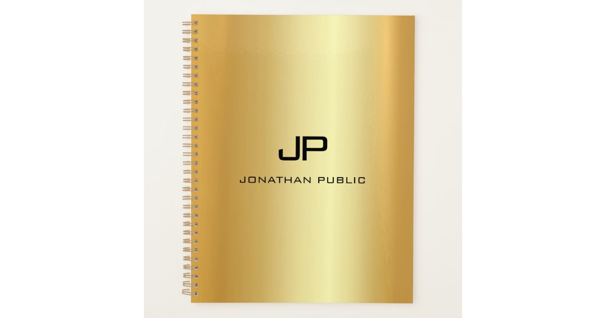 Custom Gold Look Glamorous Monogram Template Planner | Zazzle