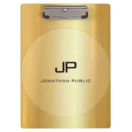 Custom Gold Look Monogrammed Elegant Classic Clipboard | Zazzle.com