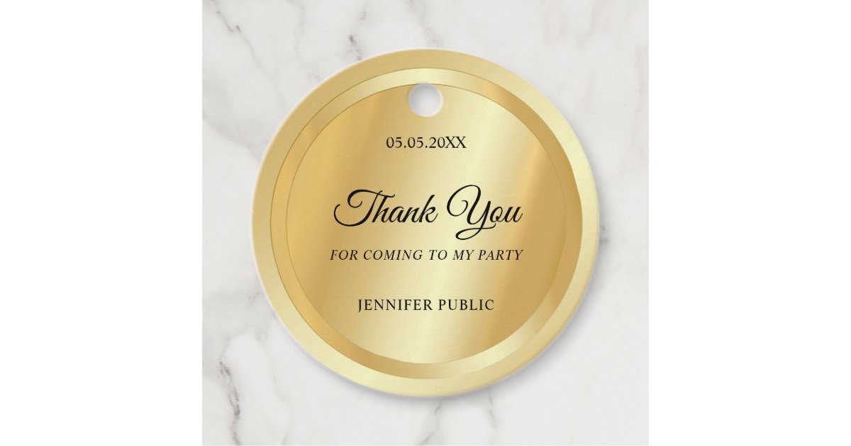 Custom Gold Look Thank You Script Text Template Favor Tags | Zazzle
