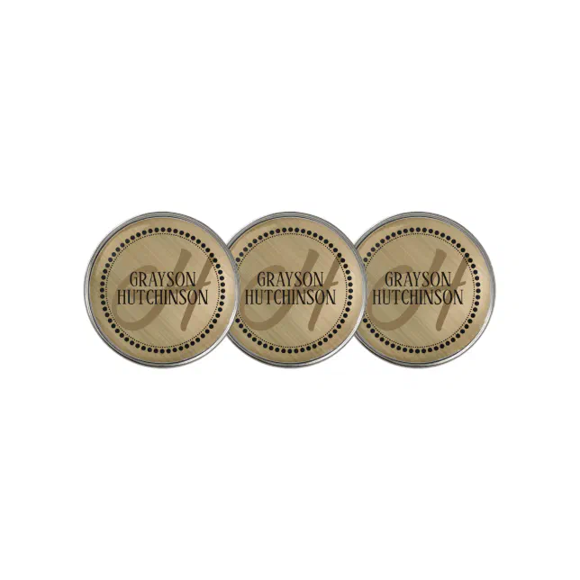 Custom Gold Monogram Name Golf Ball Marker | Zazzle