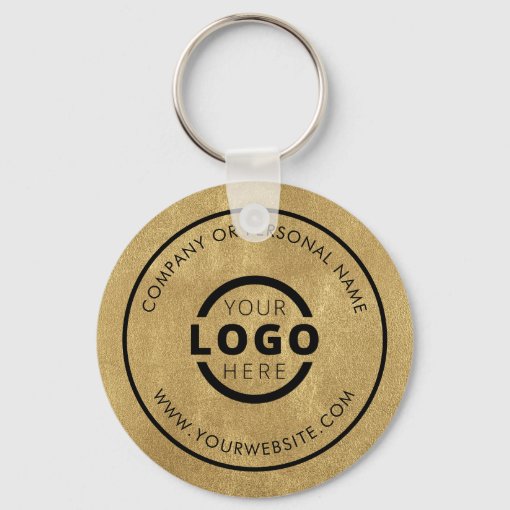Custom Gold Promotional Business Logo Branded Keychain | Zazzle