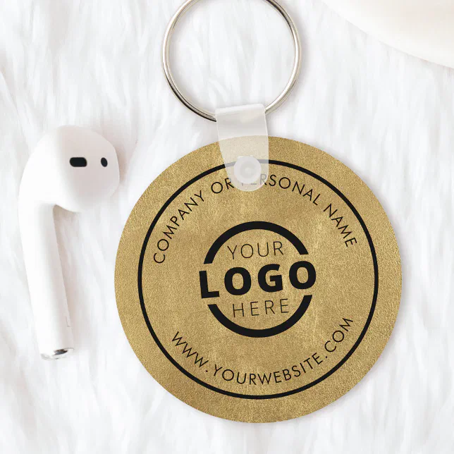 Custom Gold Promotional Business Logo Branded Keychain | Zazzle