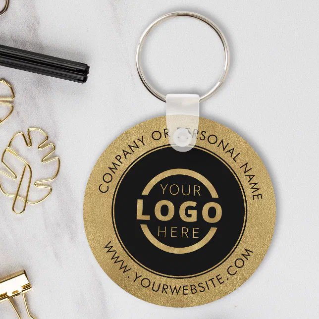 Custom Gold Promotional Business Logo Branded Keychain | Zazzle