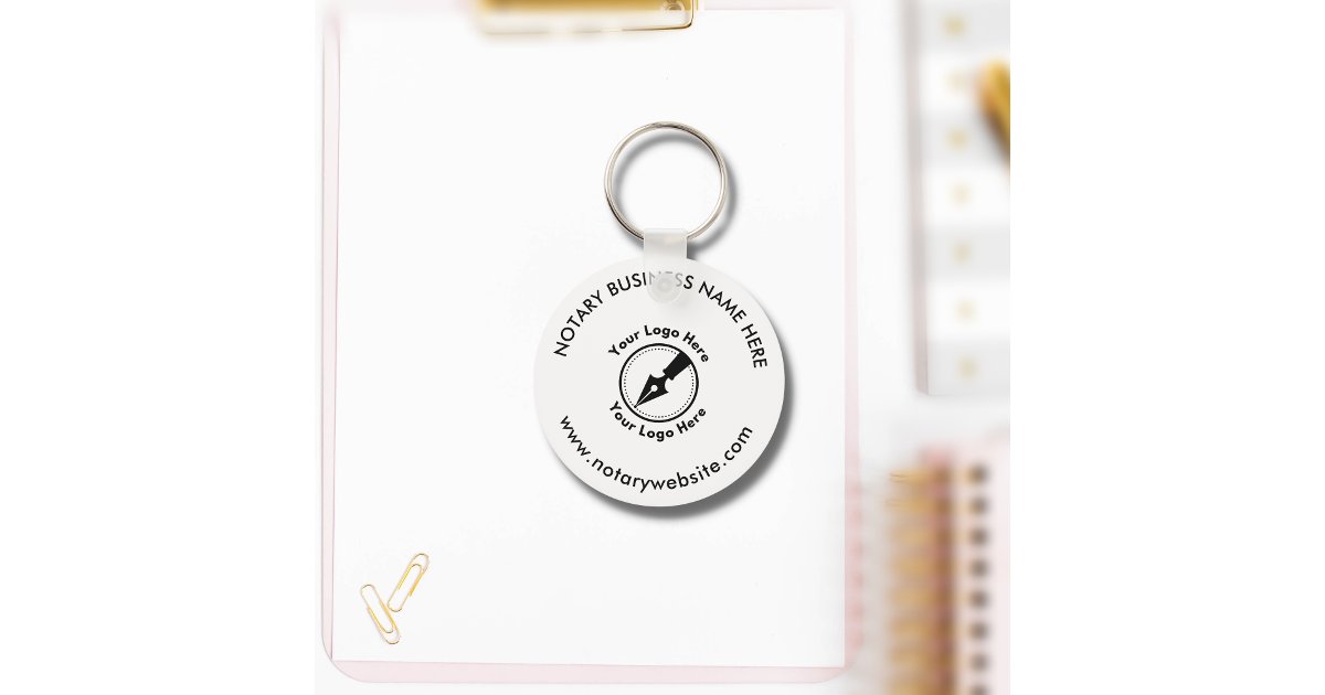 Custom Gold Promotional Notary Logo Branded Keychain | Zazzle
