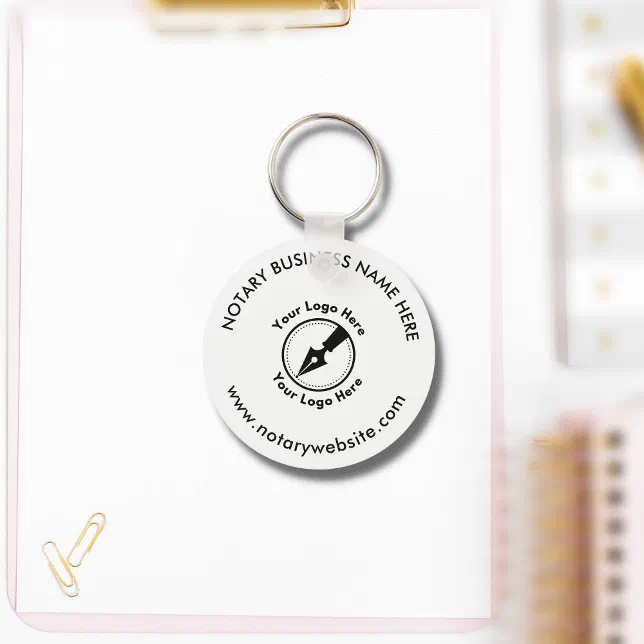 Custom Gold Promotional Notary Logo Branded Keychain | Zazzle