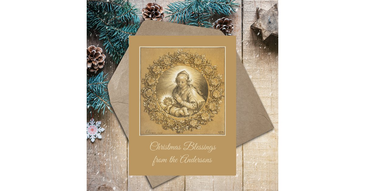 Custom Gold Religious Christian Christmas Nativity Holiday Postcard ...