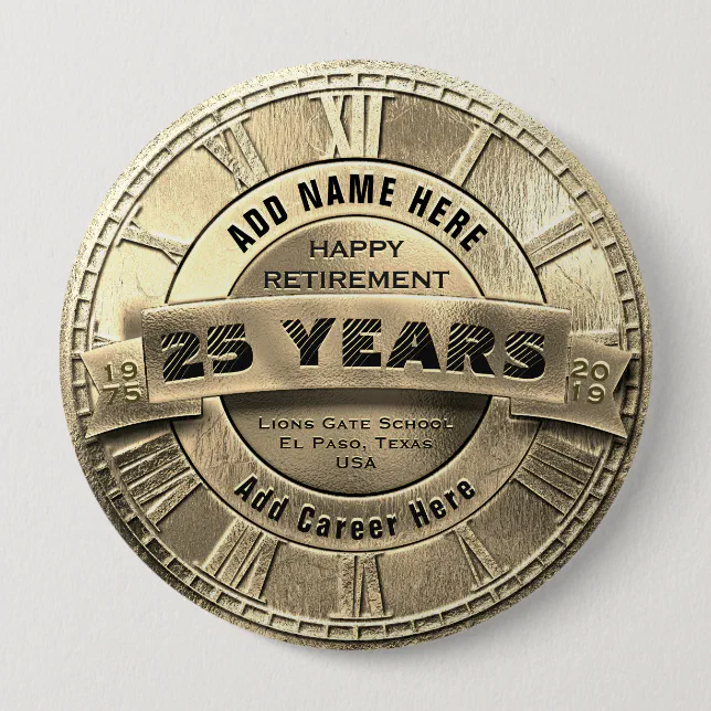 Custom Gold Retirement Button | Zazzle