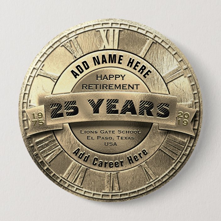 Custom Gold Retirement Button | Zazzle.com