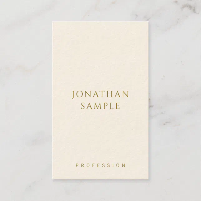 Custom Gold Text Template Modern Elegant Vertical Business Card | Zazzle
