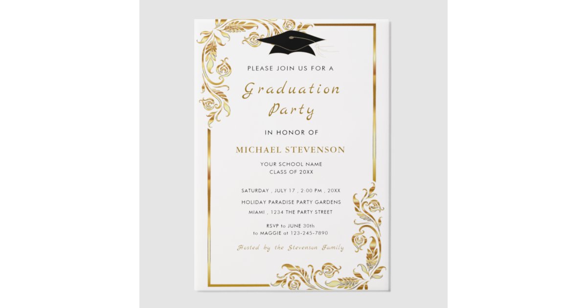 Custom Gold Vellum Graduation Invitation Template | Zazzle