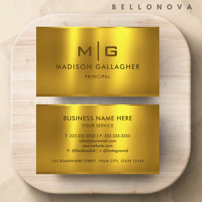 Custom Gold Yellow Metal Professional Business Card | Zazzle