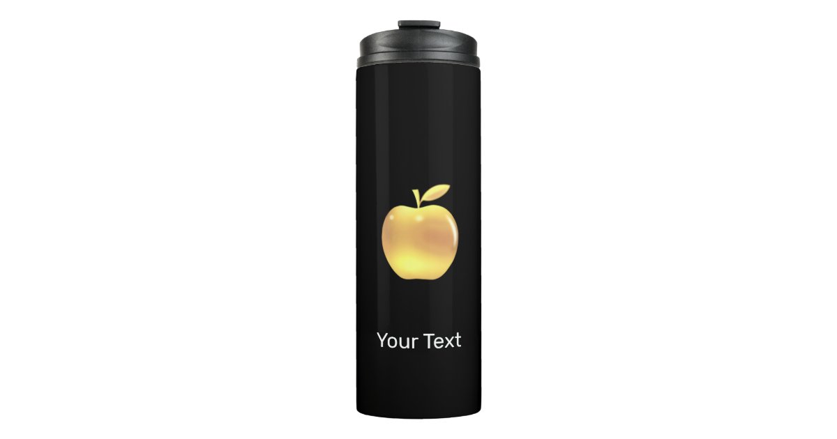Custom golden apple image on black thermal tumbler | Zazzle