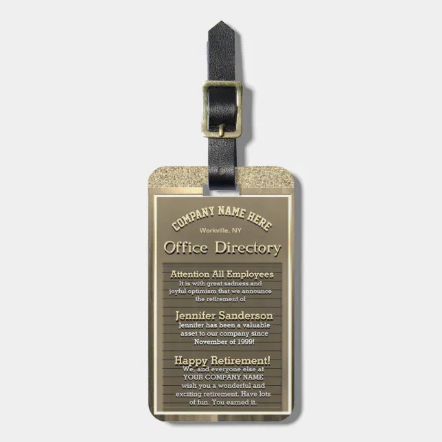 Custom Golden Retirement Sign Luggage Tag | Zazzle