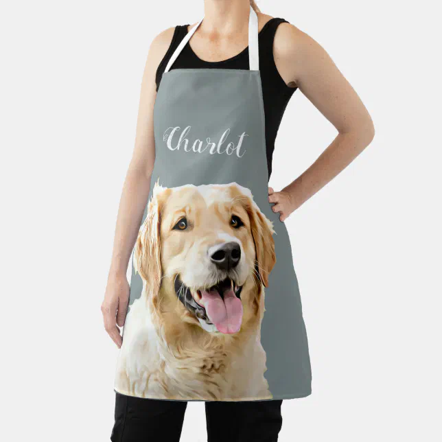 Custom Golden Retriever Dog Personalized Drawn Apron | Zazzle