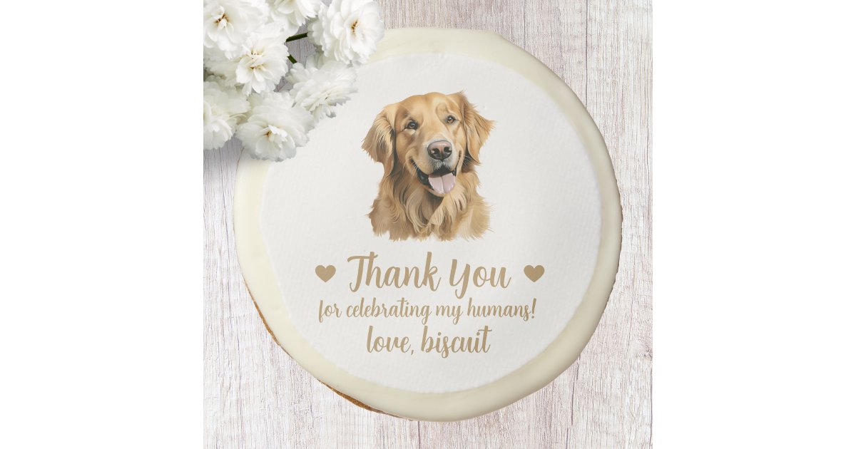 Custom Golden Retriever Dog Wedding Sugar Cookie | Zazzle