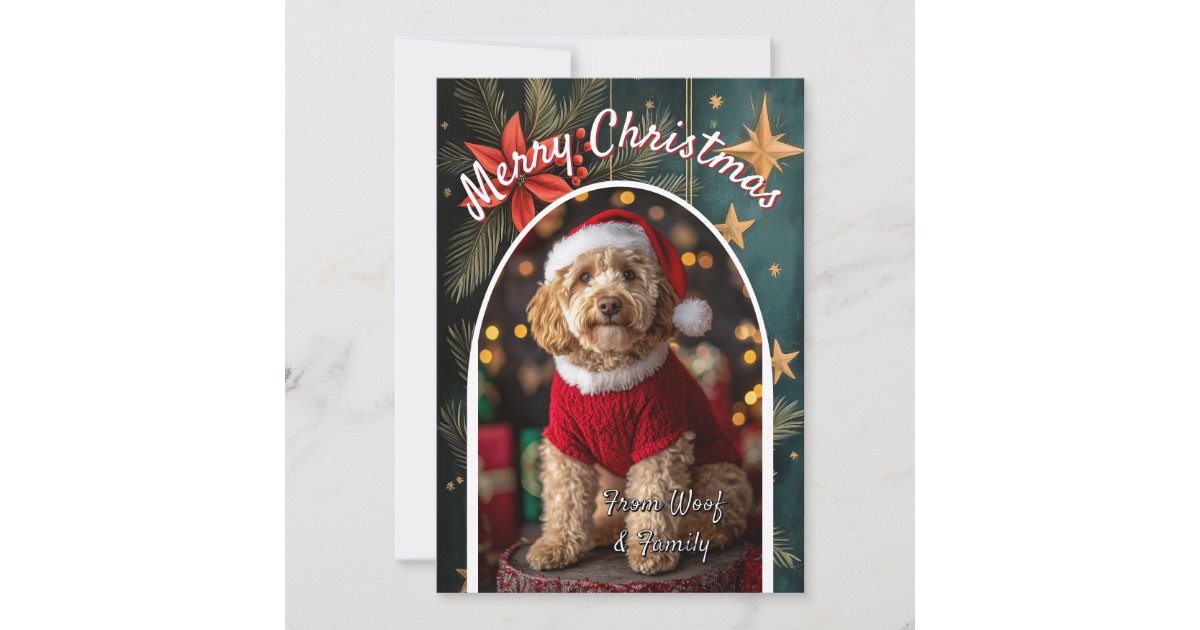 Custom Goldendoodle Dog Holiday Card | Zazzle