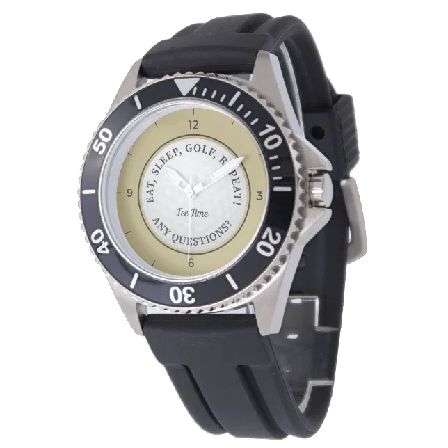 Custom Golf Ball Sports Golfer Quote Gold Black Watch | Zazzle